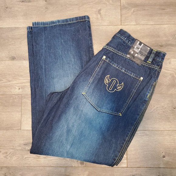 Outkast | Jeans | Vtg Outkast Mens 4x34 Blue Jeans Yellow Graffiti Back ...